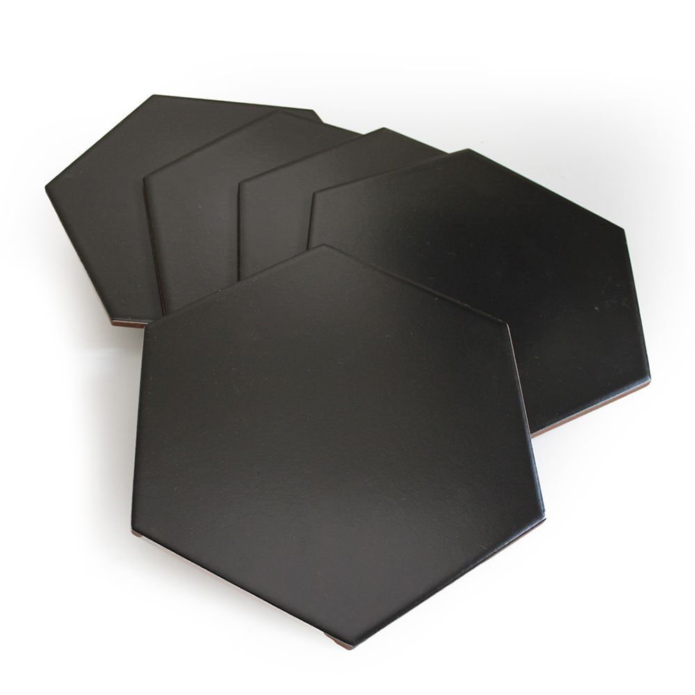 Azulejo Cerámico Hexagonal Negro 20x23cm M2