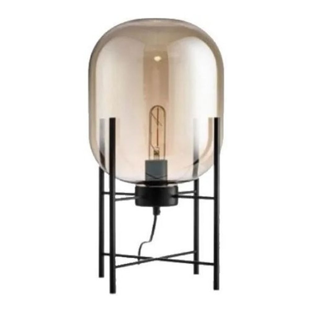 Lampara De Mesa Rita Vidrio Ambar E27 Negro