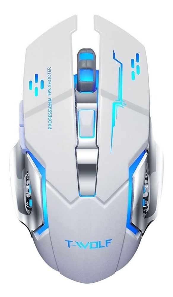 Mouse Inalámbrico Recargable Gamer Rgb 2400dpi 6 Botones Blanco