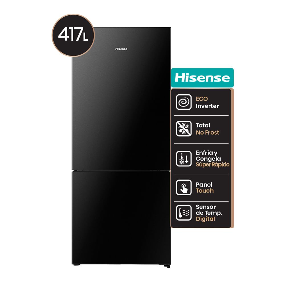Heladera Combi Hisense 417L Negra RB3P422NEB