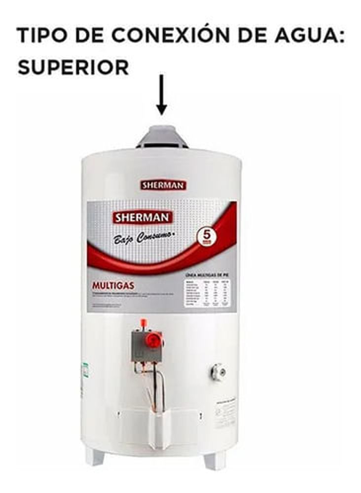 Termotanque Sherman 50 Lts Tpgp050msh13 Pie Multigas C/sup