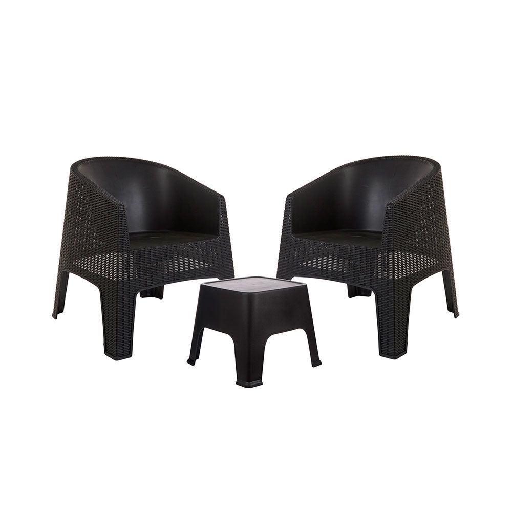 COMBO ”OASIS 2” SET 2 SILLONES IBIZA + MESA SUNSET NEGRO