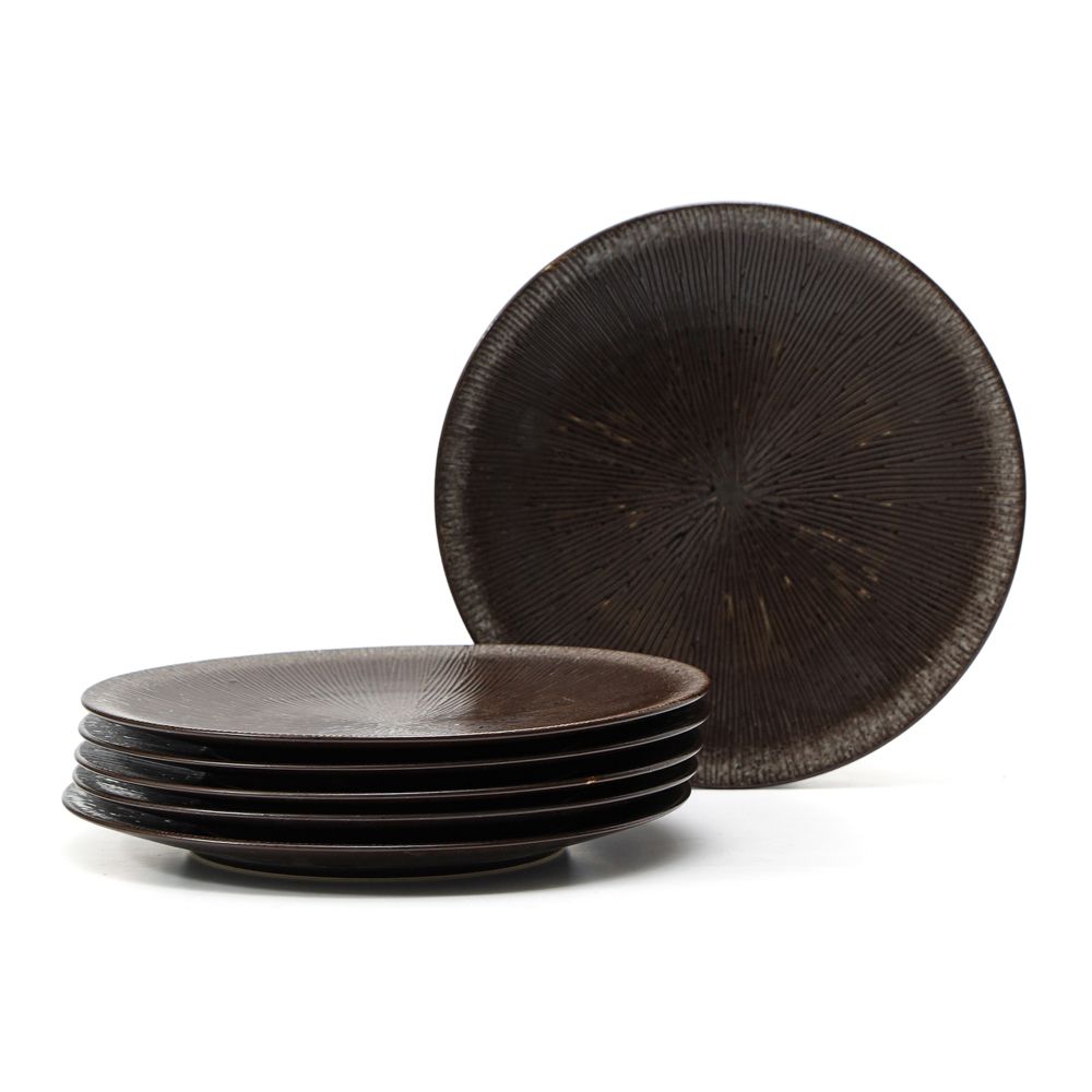 Set x 6 Plato de postre Atelier Mosh 20.5cm marrón