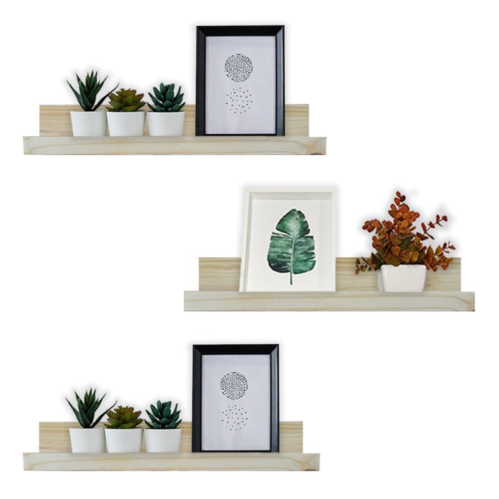 Combo 3 Repisas Colgantes Decorativas 60 Cm Sajo Color Natural