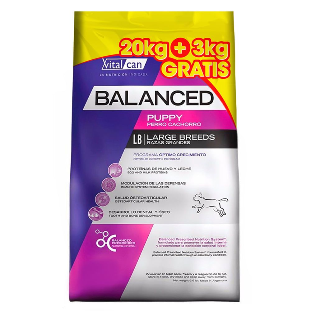 Alimento Balanced Perro Cachorro Grande Con Bonus Bag 20 + 3 Kg