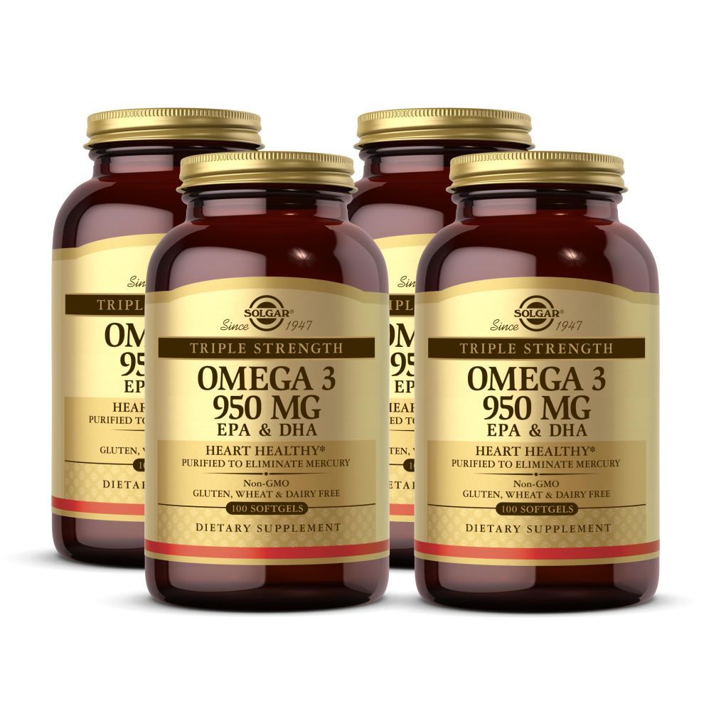 Suplemento SOLGAR Triple Strength Omega 3 950 mg 100 cápsulas blandas