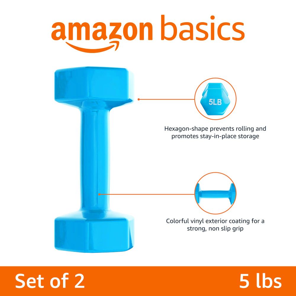 Amazon Basics Vinyl Hexagon Workout Dumbbell Hand
