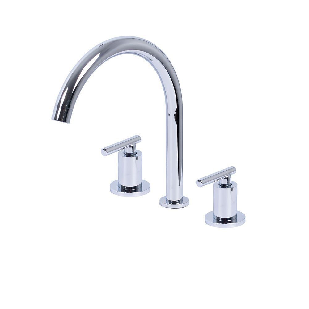 Griferia Cocina Canilla Doble Comando Cuello Curvo