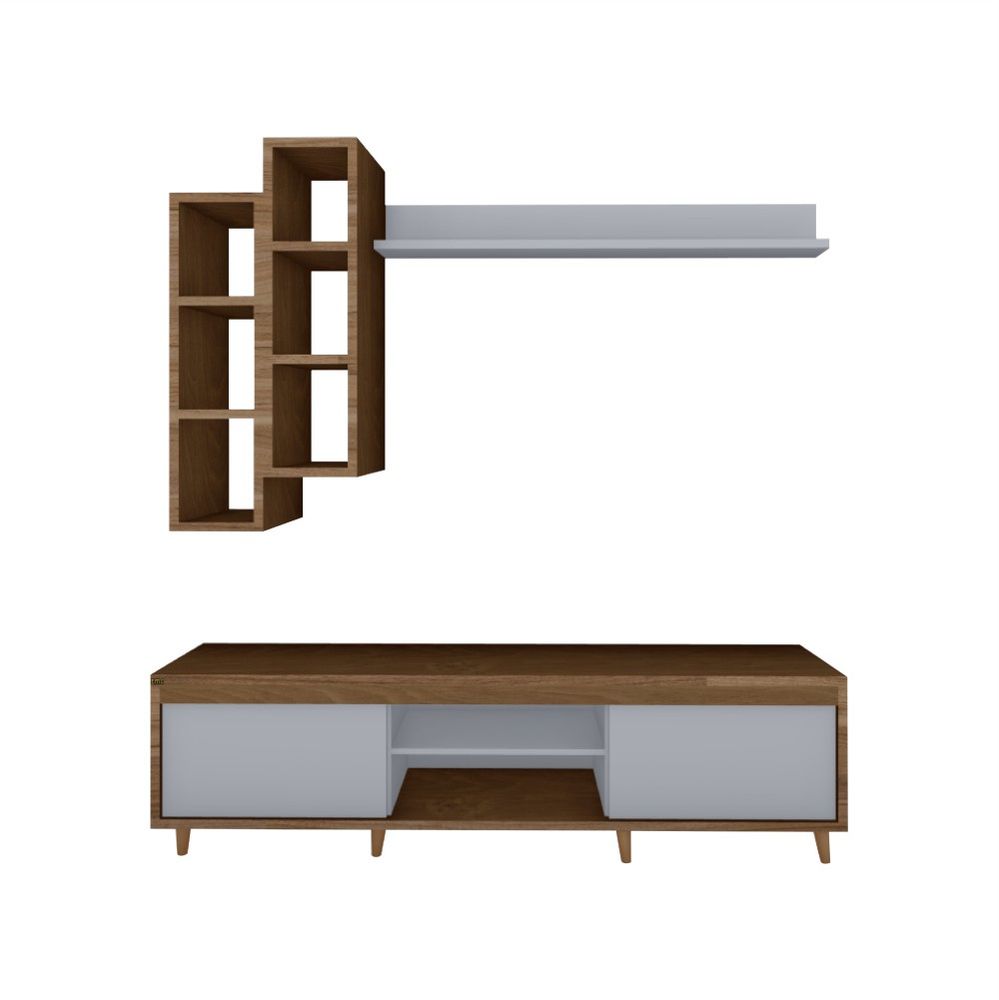 Rack EMC Modular para TV Nórdico Blanco y Olmo Finlandés