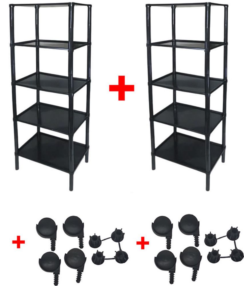 Pack x 2 Organizador Estantería 5 Estantes color Negro + 8 RUEDAS