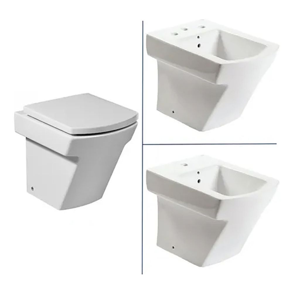 Set Roca Hall Inodoro Corto Con Tapa Amortiguada Y Bidé