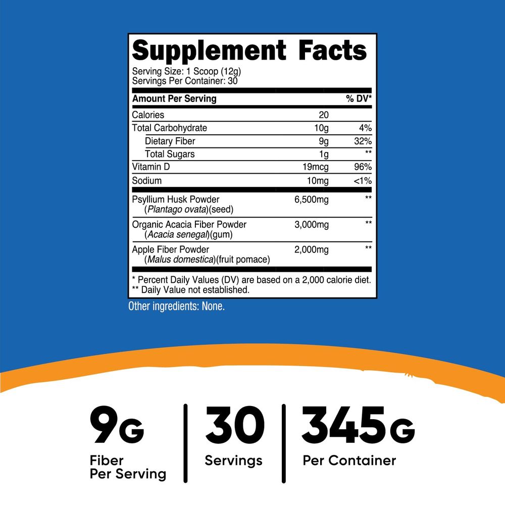 Nutricost Fibra soluble (sin sabor), 30 porciones,