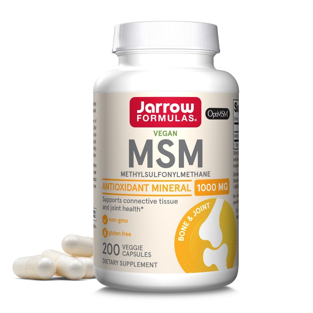 Suplemento Jarrow Formulas MSM 1000 mg 200 cápsulas vegetarianas