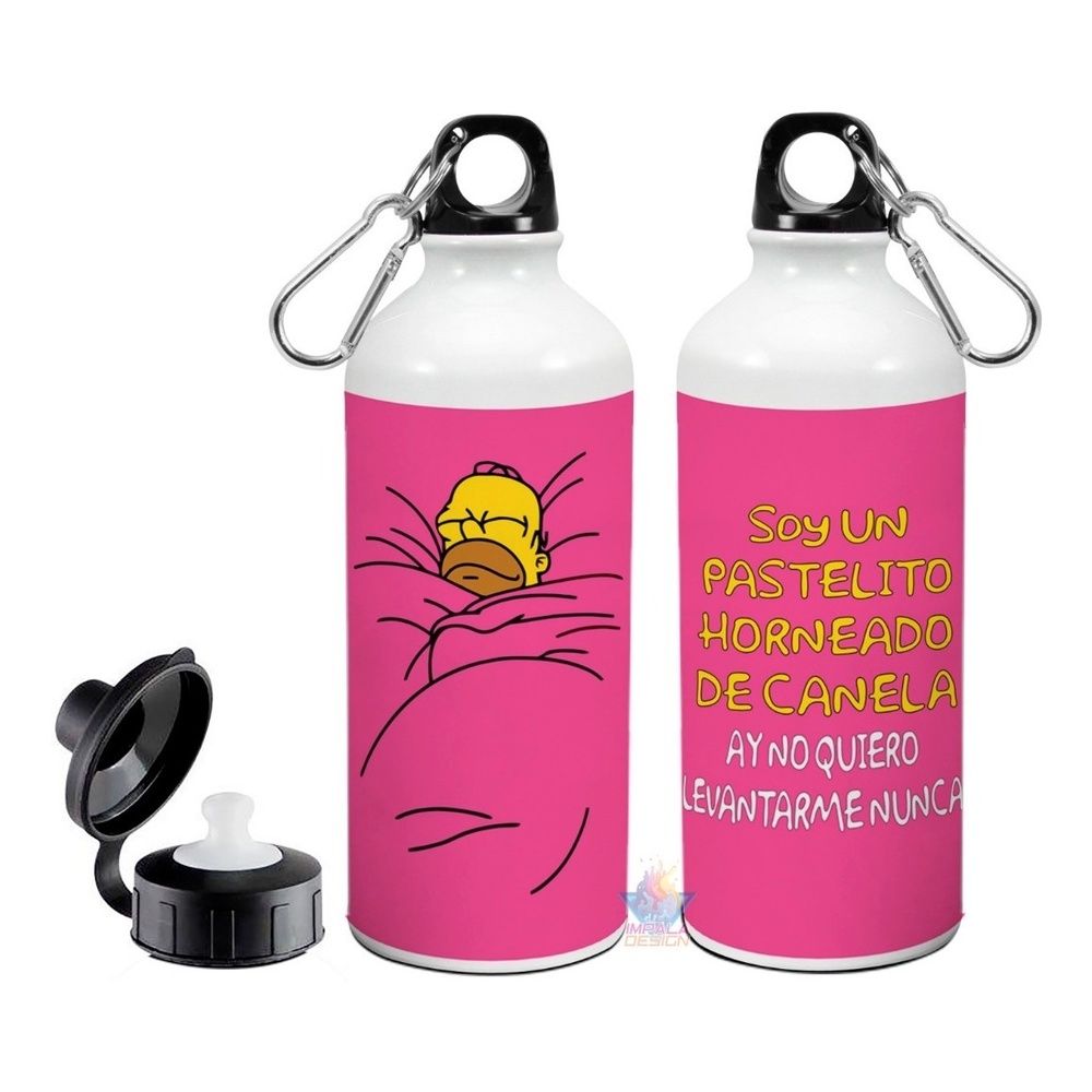 Botella Deportiva Homero Simpson Cama Pastelito Meme 2 Tapas