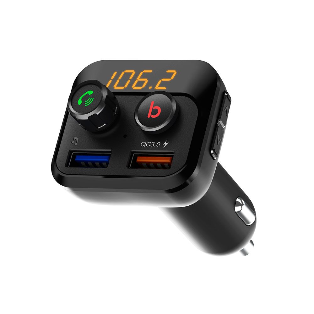 Transmisor FM Bluetooth con 2 USB Carga Rápida QC3.0 Nisuta NSFM20B Negro