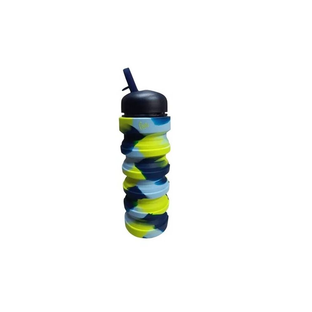 Vaso Botella De Silicona Flexible Acordeón Camuflado Azul Footy