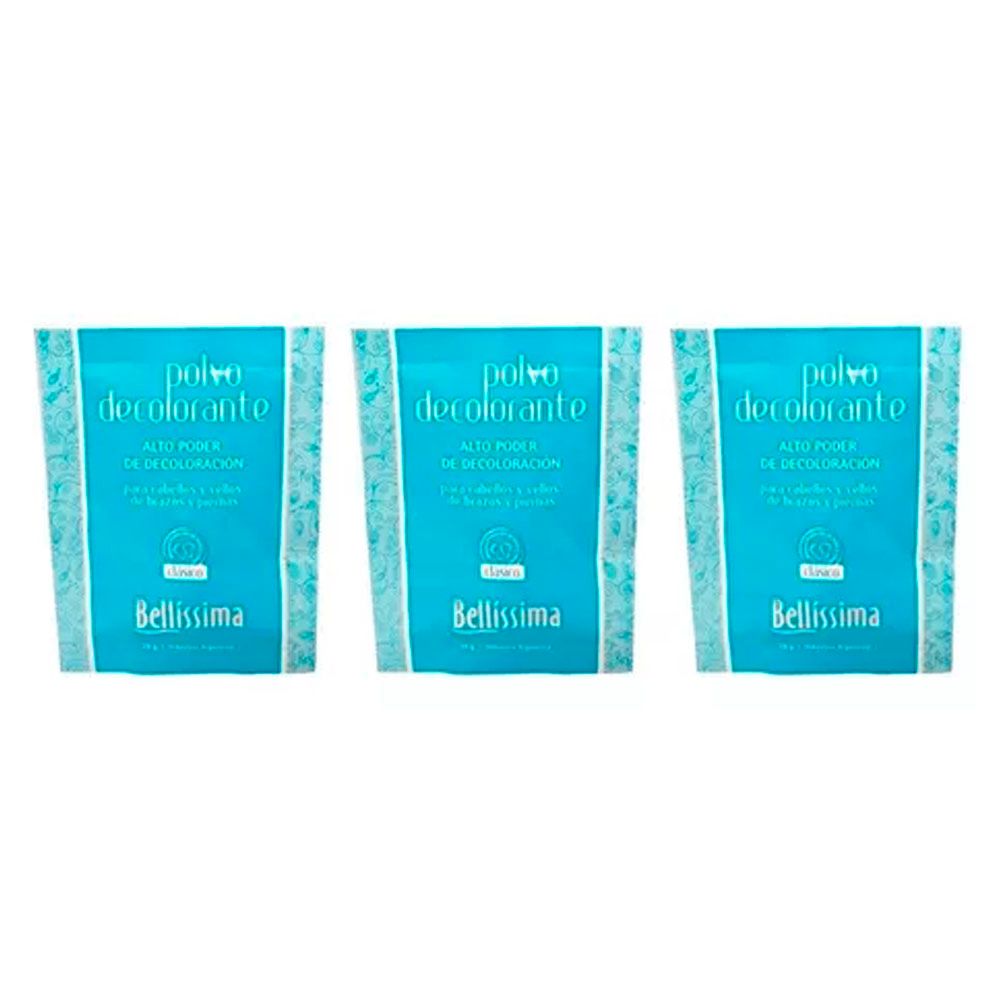 3 Sobres Polvo Decolorante Bellissima Clasico Color 20 Gr