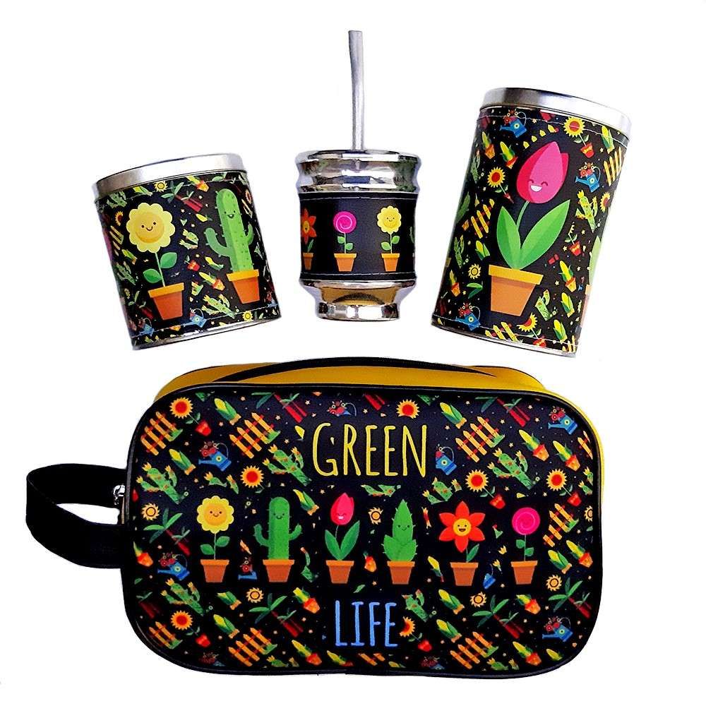 Kit de mate con bolso de mano Cactus