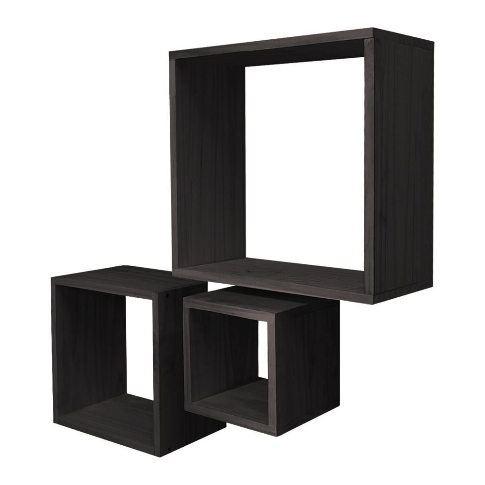 Combo 3 Cubos Colgantes Decorativos Profundidad 20 Sajo Color Negro