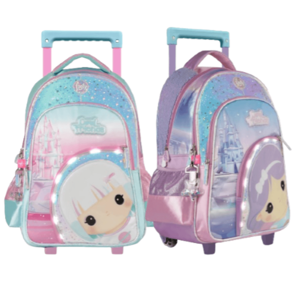 Mochila Con Carro 18" New Cool Friends Con Luz Footy F2161 Lila