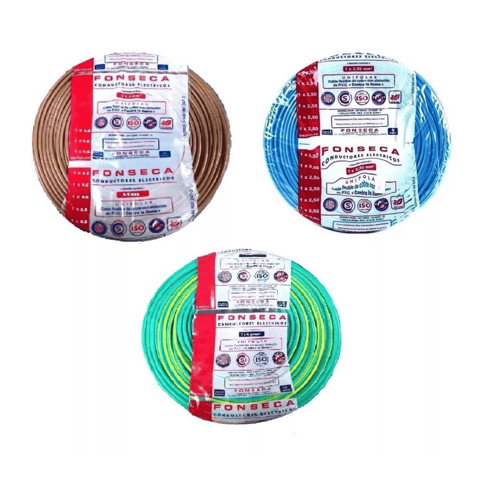 Cable Unipolar 2.5mm Fonseca Pack x 3 rollos