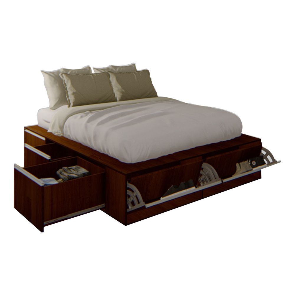 Cama PRO EMC Queen 1,60m con 6 Cajones y 2 Zapateros Wengue