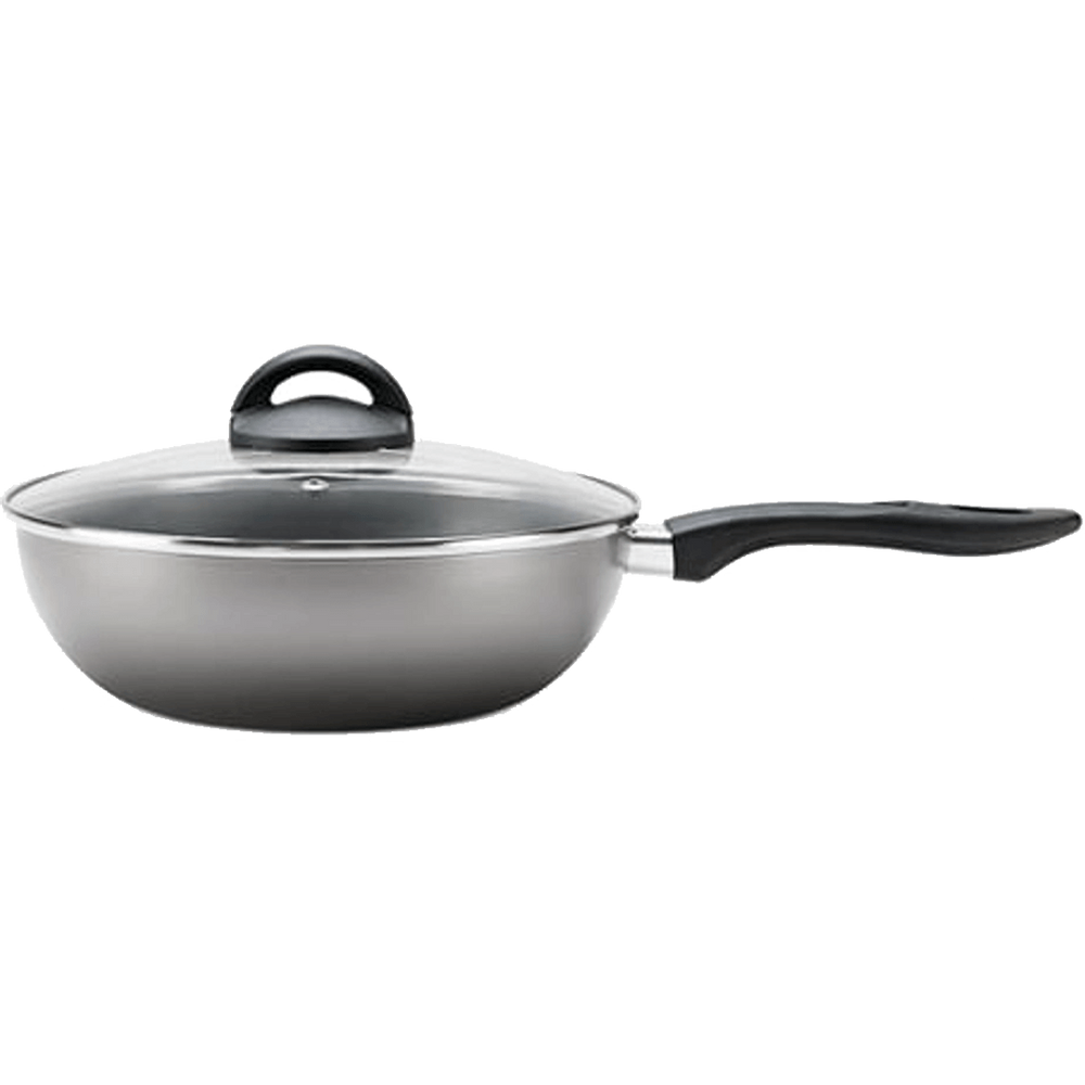 Sartén Wok Antiadherente 28cm 4,1lt Tapa Vidrio Brinox.