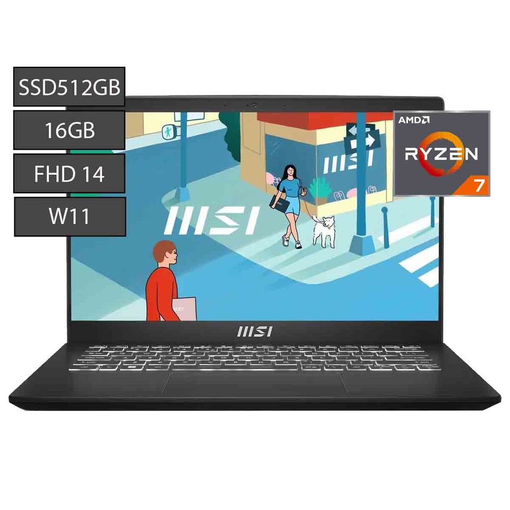 MSI MODERN AMD RYZEN 7 SSD512GB 16GB FHD 14