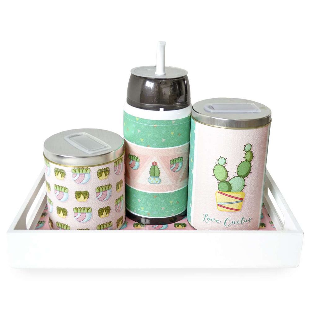 Kit de mate listo y bandeja Love cactus