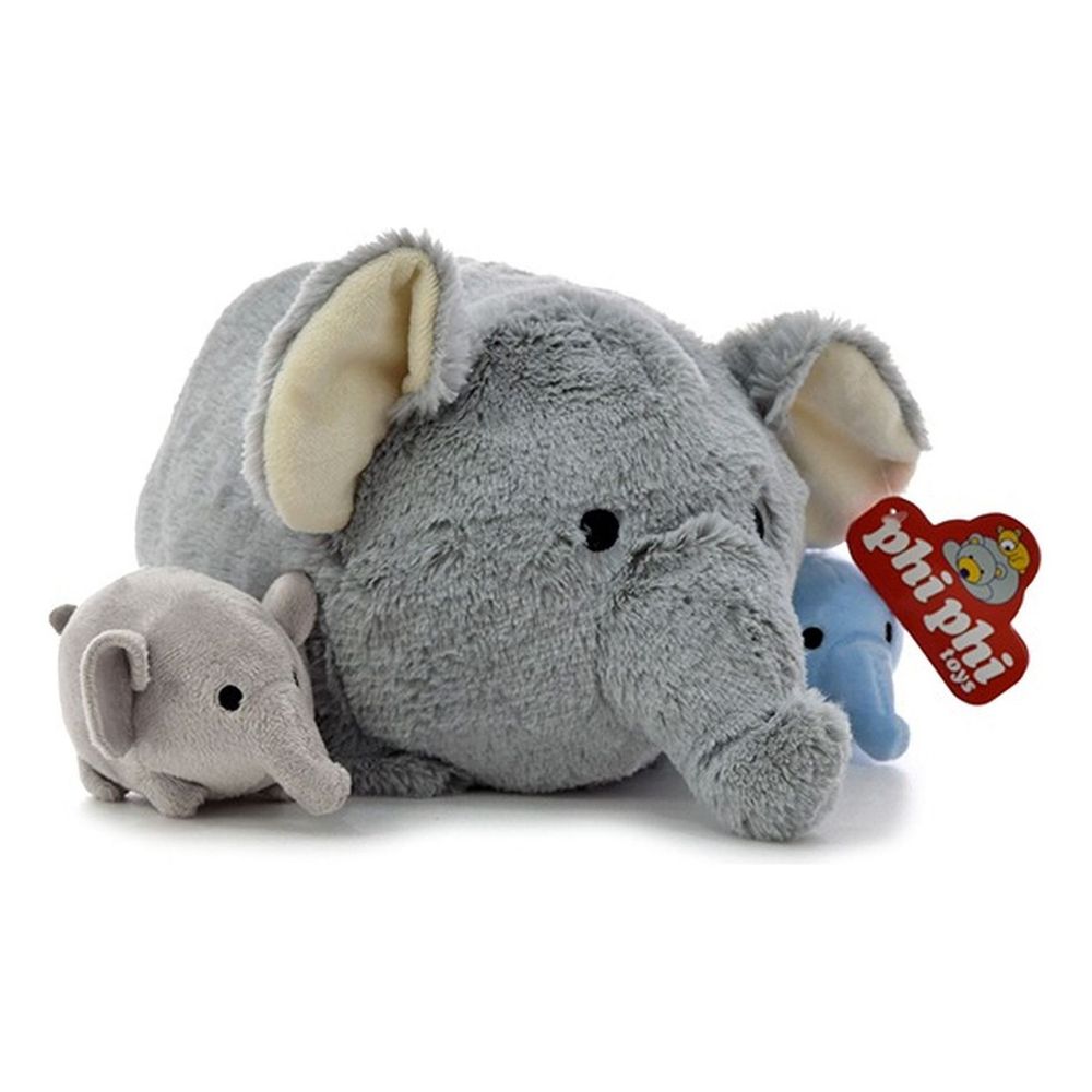 Mama Elefante Con 2 Hijitos Phi Phi Toys Peluche