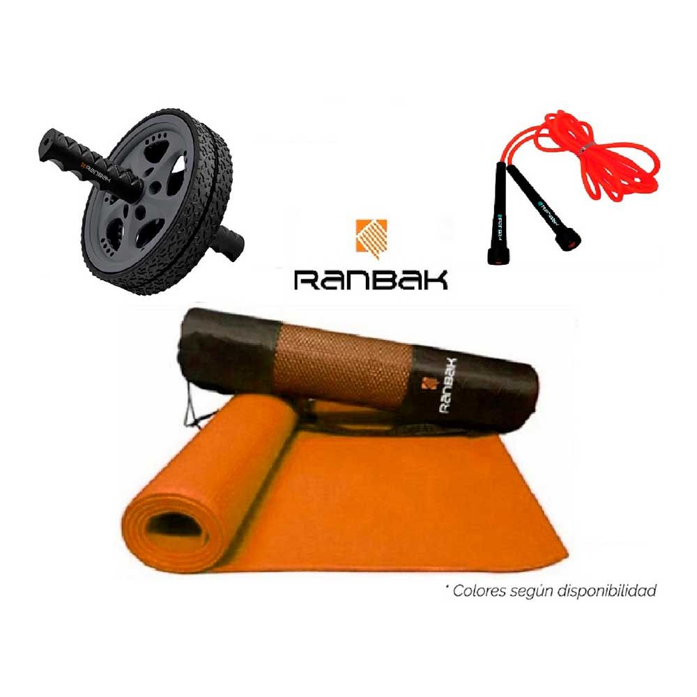 Kit de Entrenamiento Fitness Ranbak Mat + Soga + Rueda Kit 10