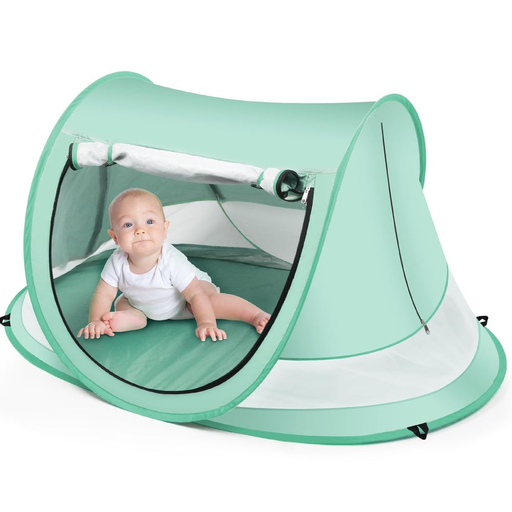 Carpa de playa para bebés Kapeazo, grande, plegable, con mosquitera UPF 50+