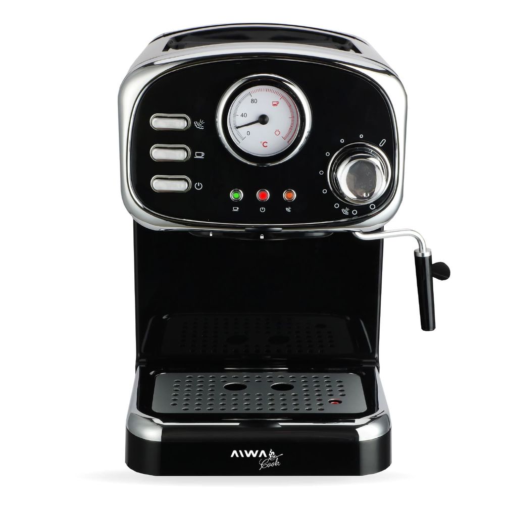 Cafetera Espresso Vintage Aiwa Cook 1,25 Litros Negro