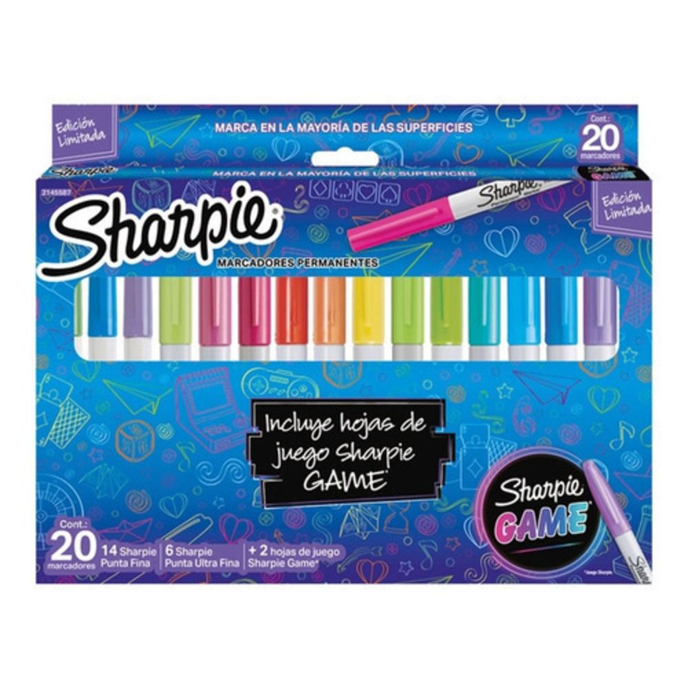 Marcadores Sharpie Game Pack 20 Unidades Con Tarjetas