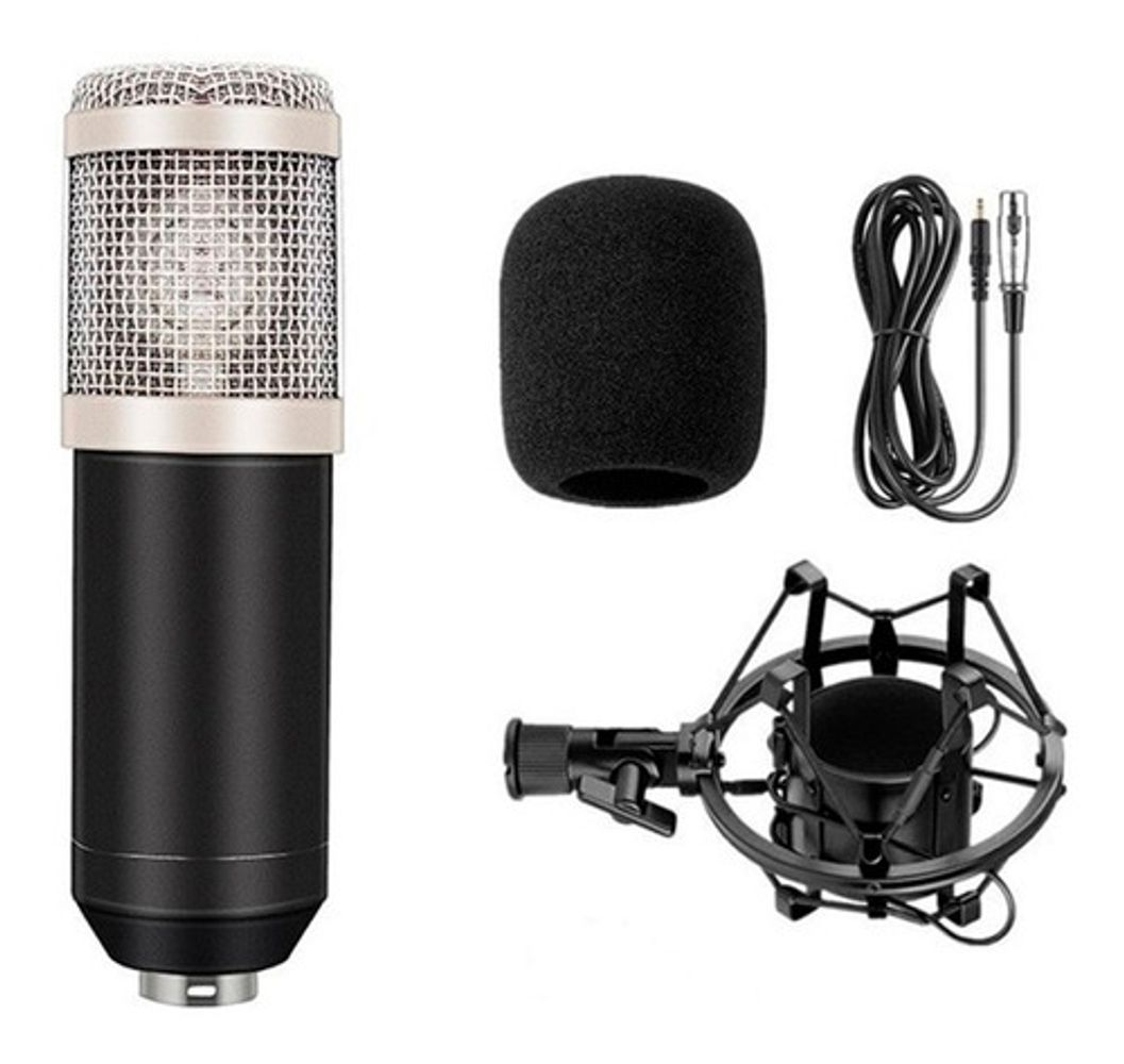 Micrófono Condenser Profesional Pc Youtuber Streamers Color Negro