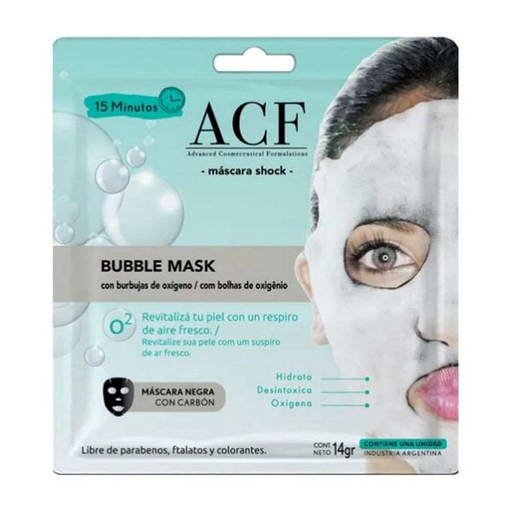 ACF Máscara Facial Bubble Mask Con Burbujas De Oxígeno x 4u