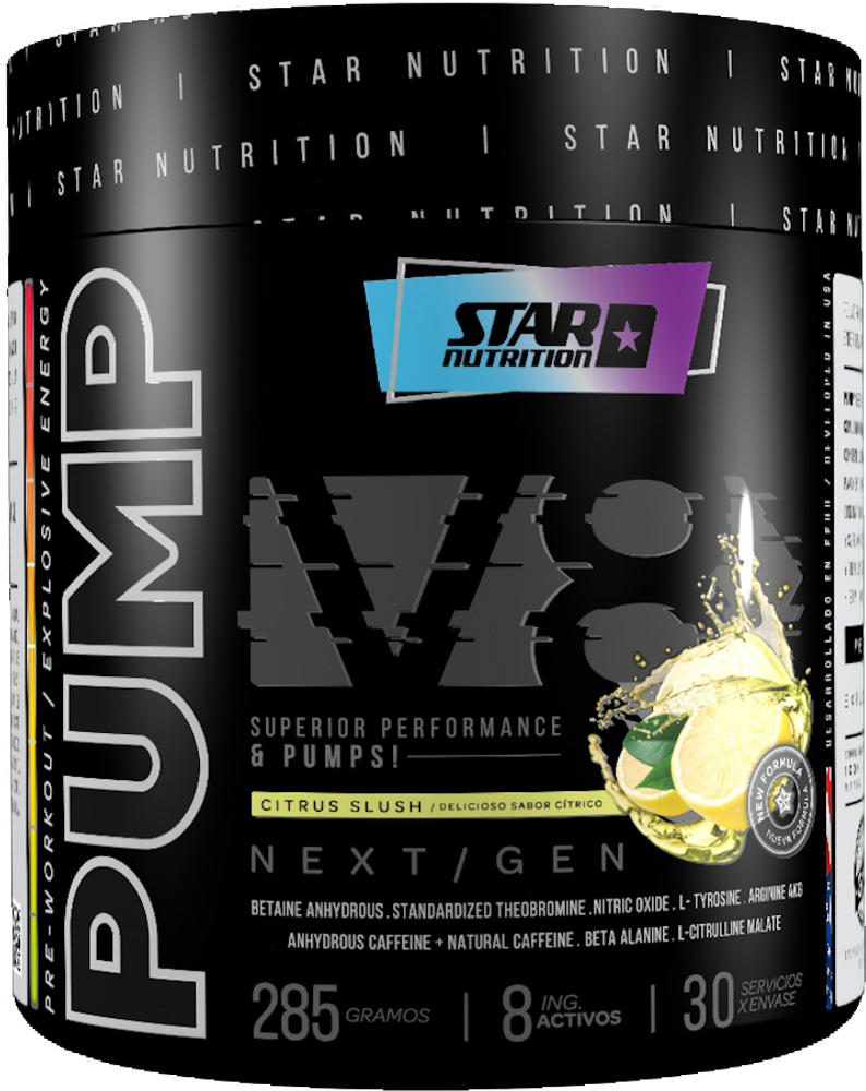 Pump V8 Pre Workout Star Nutrition 285 Gr Sabor Citrus