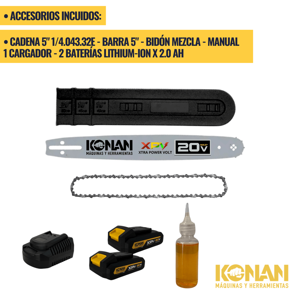 Konan Mini motosierra 5 pulgadas bateria 20v