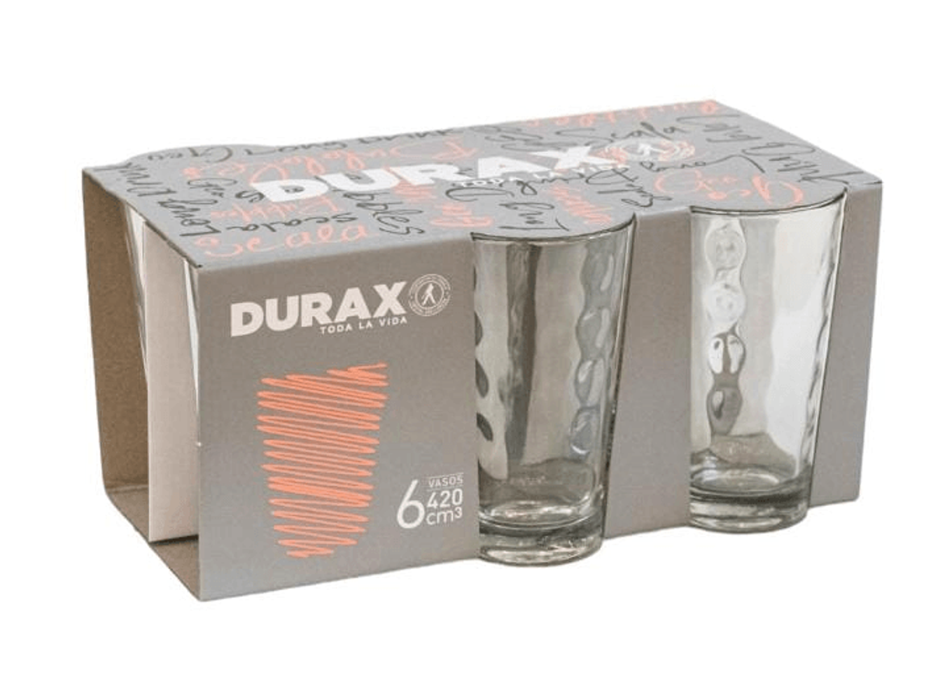 Juego De Vasos De Vidrio Durax Bubbles 420 Cc X 6 Unidades