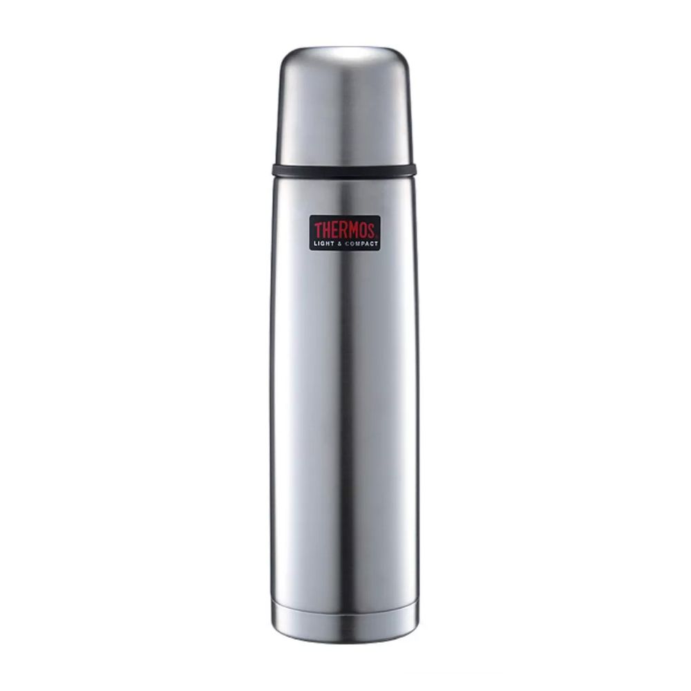 Termo Bala Thermos 1 Litro Acero Inox 24 Hs Tapón Cebador Plateado