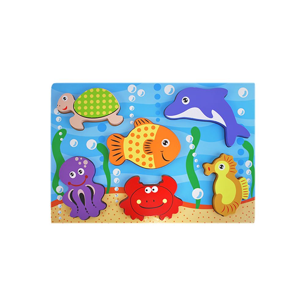Juego De Encastre Puzzle De Madera Animales Del Mar