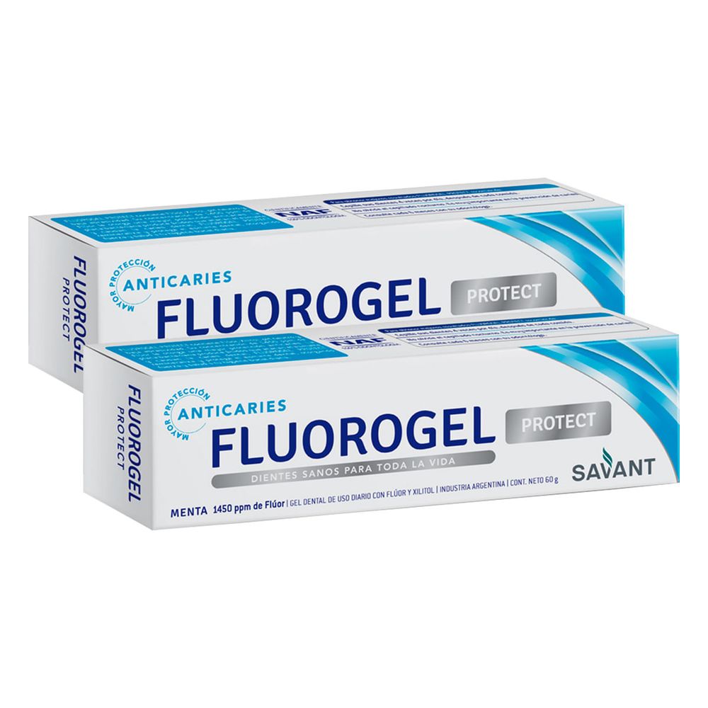 Fluorogel Protect Menta Gel Dental Con Fluor 60 Gr. x 2 und