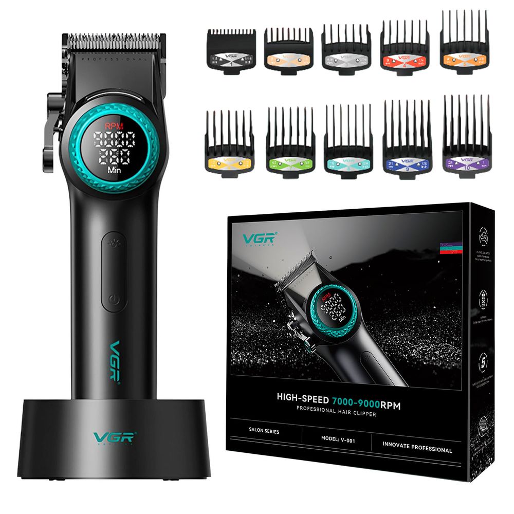 Máquina Barbería Profesional Corta Pelo VGR V-001 9000 RPM Negro