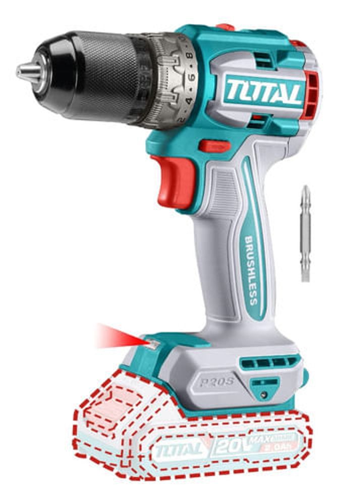 Taladro Atornillador Inalambrico 20v 13mm Torque Brushless Total Tdli206021