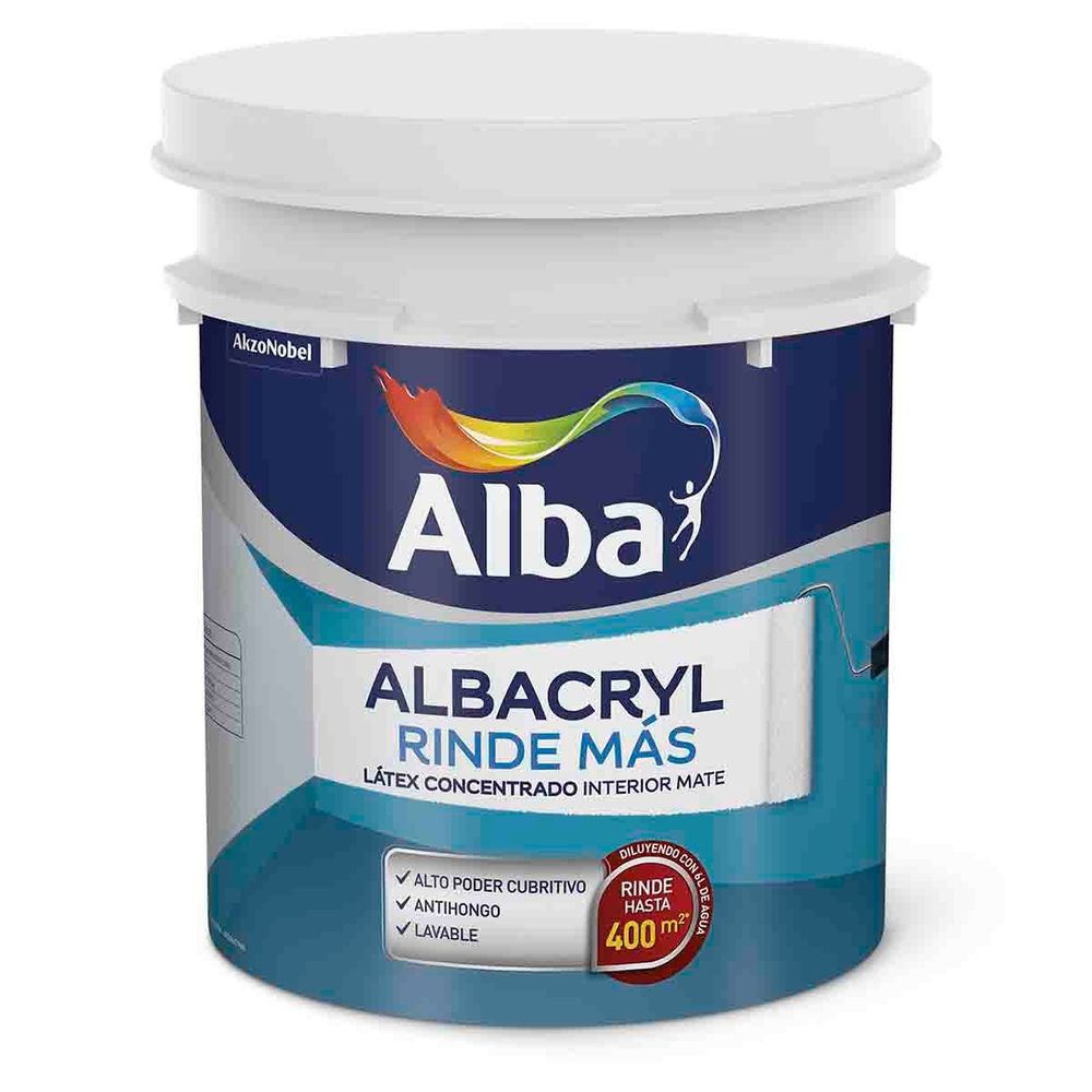 Latex Interior Albacryl Rinde Mas Blanco Mate 4 L Alba Rex