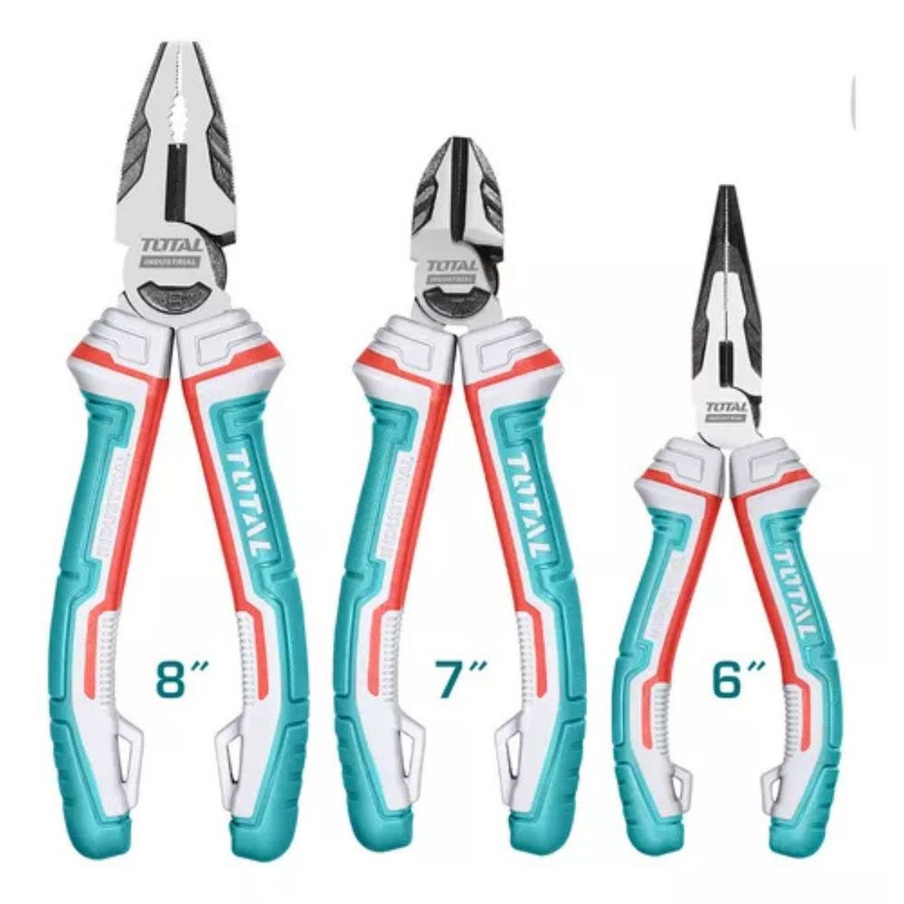 Kit de 3 Pinzas Industrial Universal Punta Alicate TOTAL