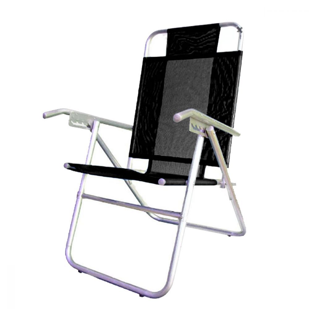 Posta Reposera Aluminio Alta 5 Posiciones Tapizado Coversol Negro