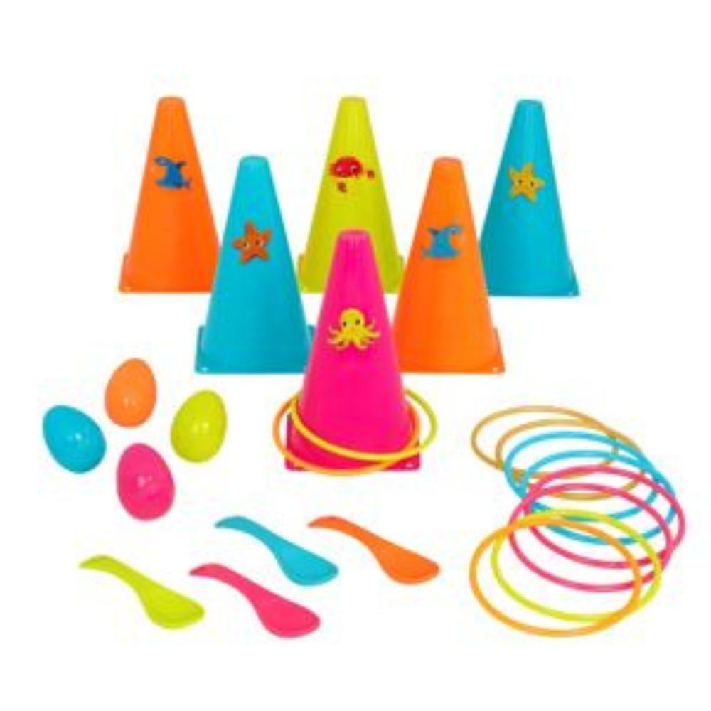 Juego Equilibrio Embocar Punteria Aros Toss Egg Spoon Battat