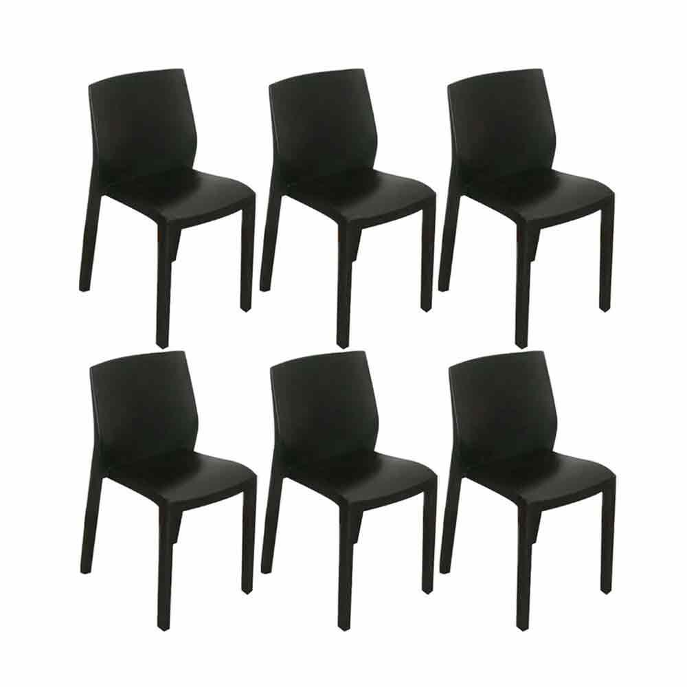 Set 6 Sillas Paris Plastico Mascardi Color Negro