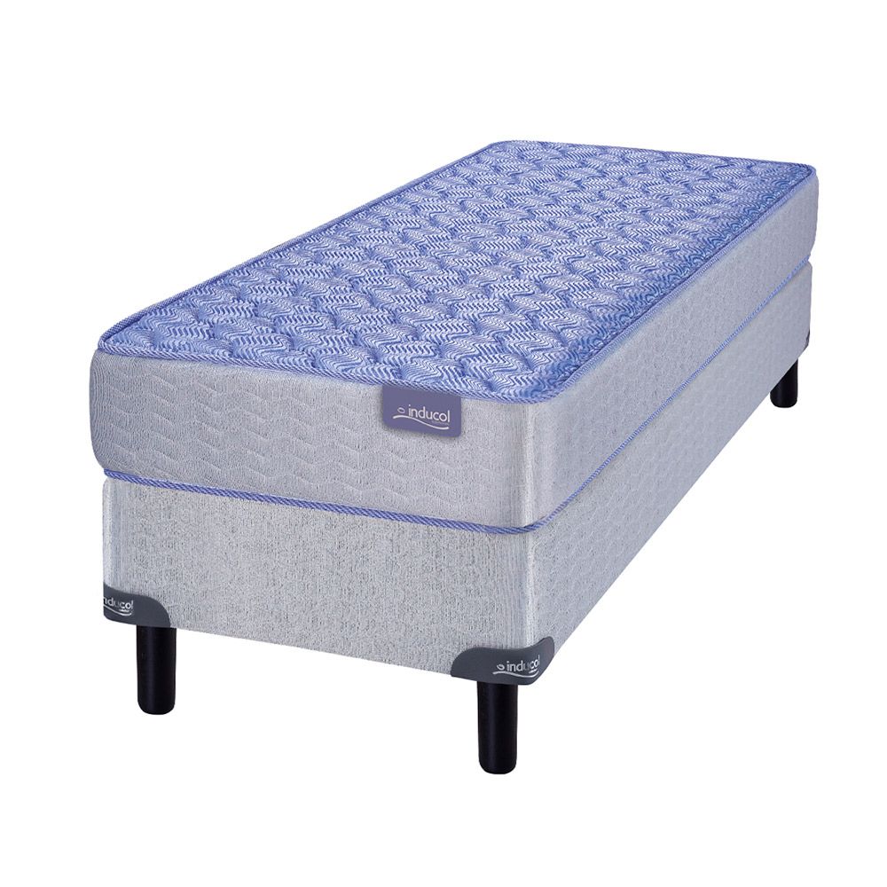 Colchón y Sommier de Espuma 1 Plaza Inducol Zurich Azul 80 x 190 cm